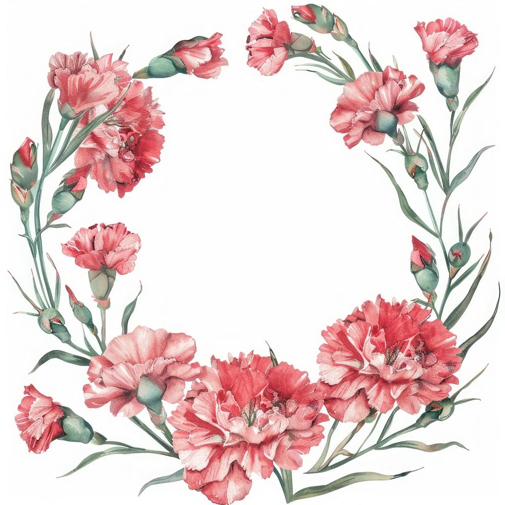 Carnation frame watercolor carnation pattern | Premium Photo ...