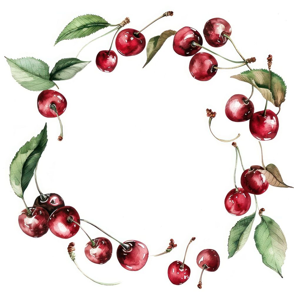Cherry circle frame cherry plant | Premium Photo Illustration - rawpixel