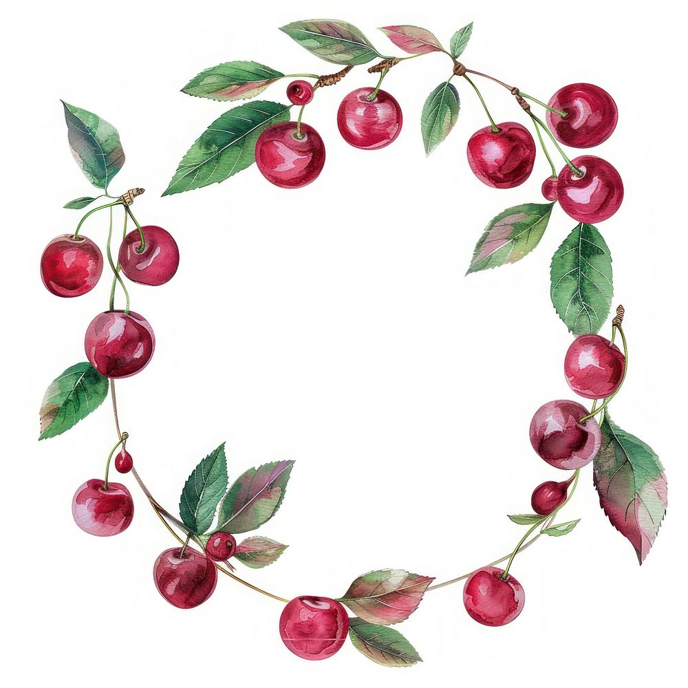 Cherry circle frame cherry wreath | Premium Photo Illustration - rawpixel