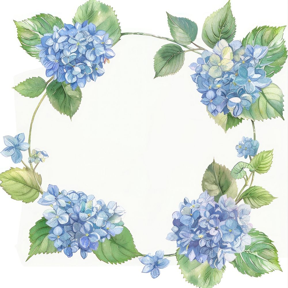 Hydrangea circle frame watercolor pattern | Free Photo Illustration ...