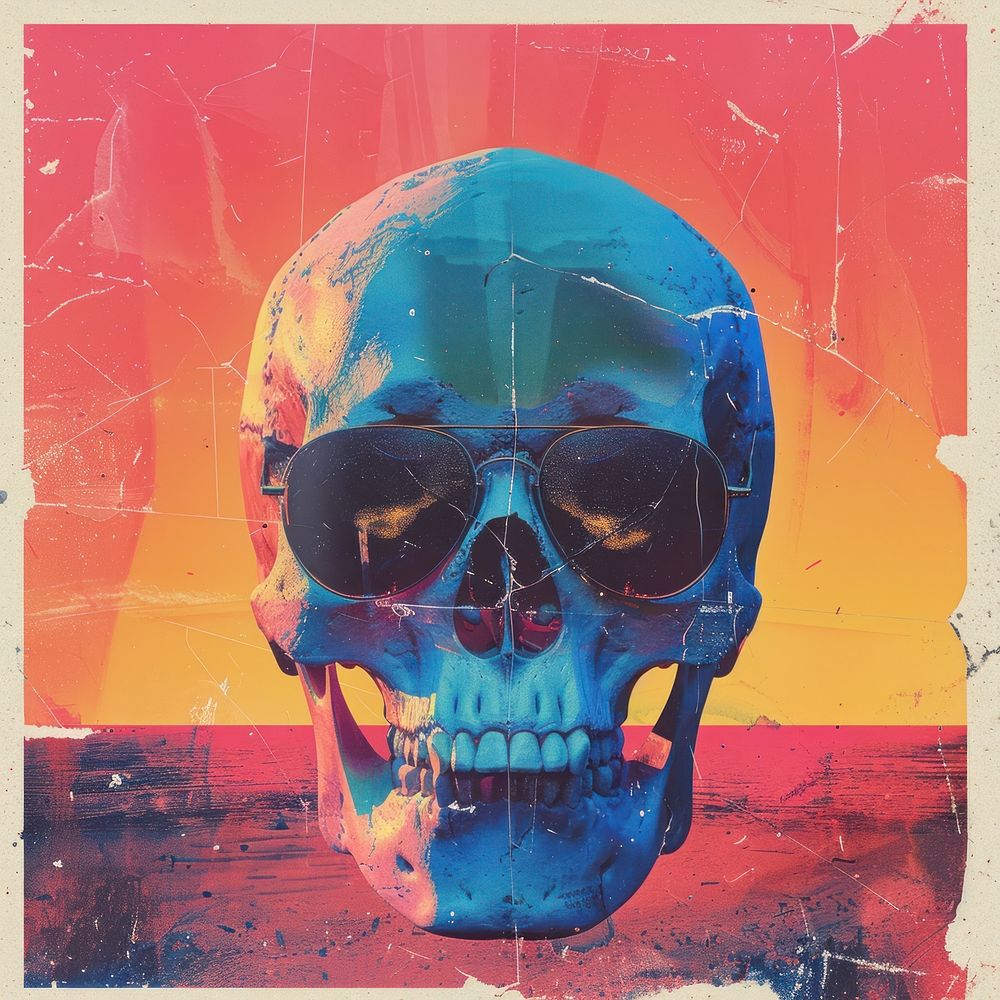 Retro collage skull art poster | Premium Photo Illustration - rawpixel