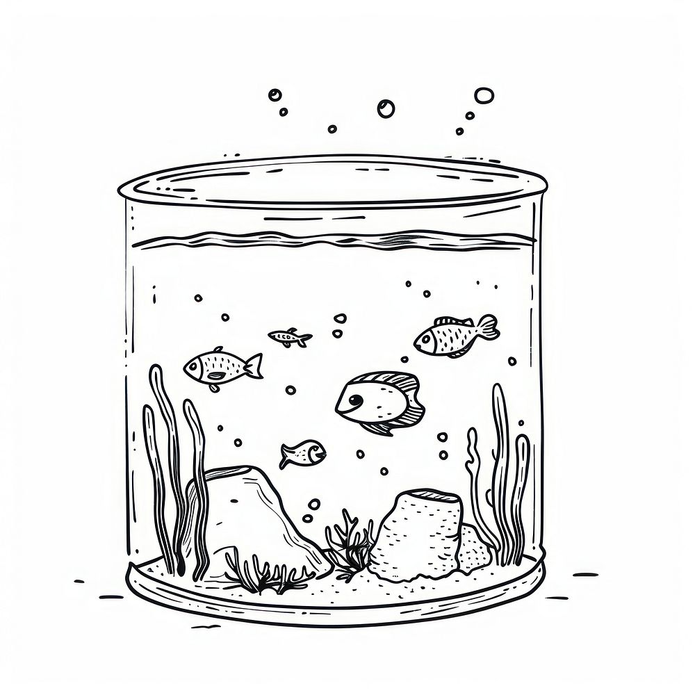 aquarium doodle drawing sketch transparent. | Free Photo Illustration ...