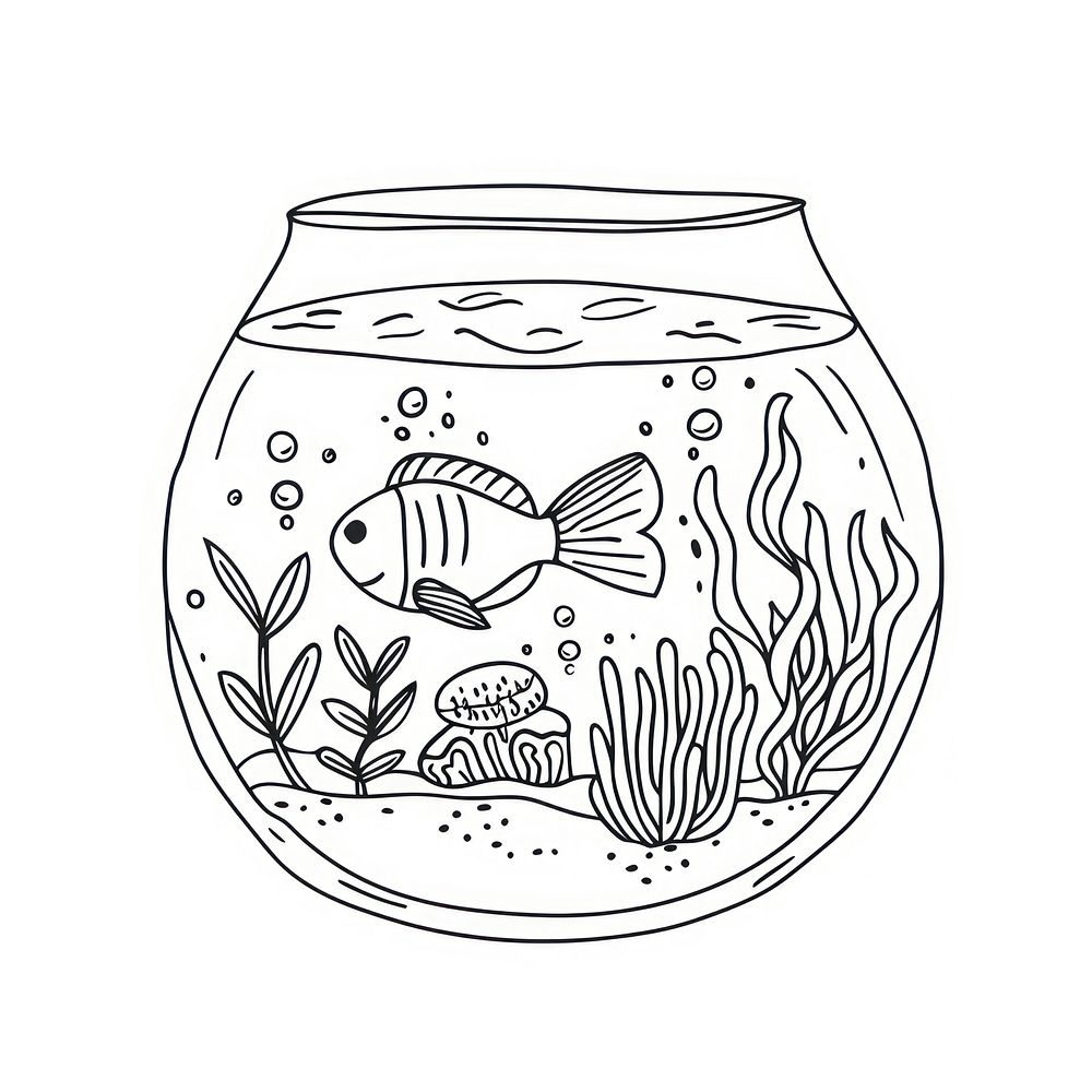 Aquarium doodle drawing sketch fish. | Premium Photo Illustration ...
