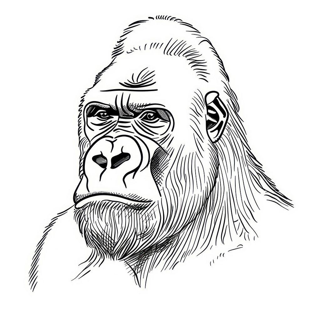 Gorilla doodle drawing mammal animal. | Premium Photo Illustration ...