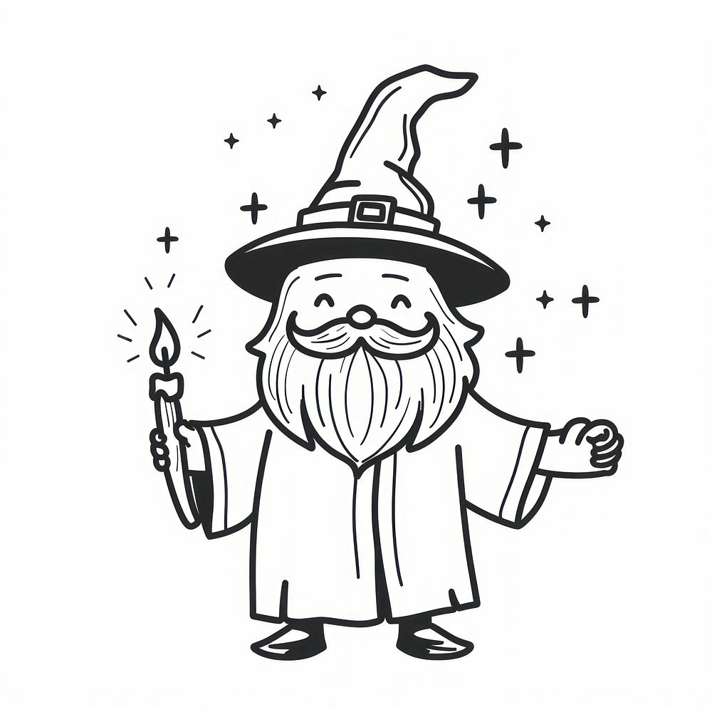 Wizard doodle drawing sketch line. | Premium Photo Illustration - rawpixel