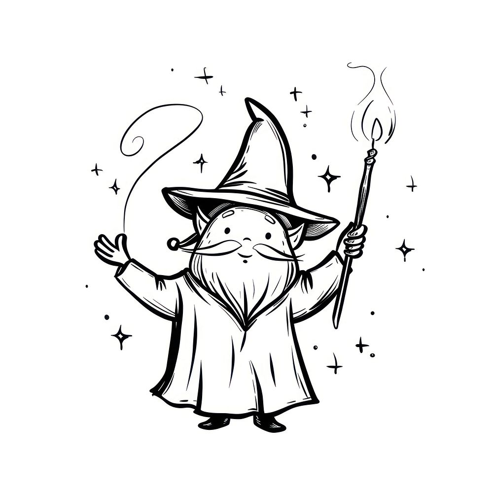Wizard doodle drawing sketch line. | Premium Photo Illustration - rawpixel