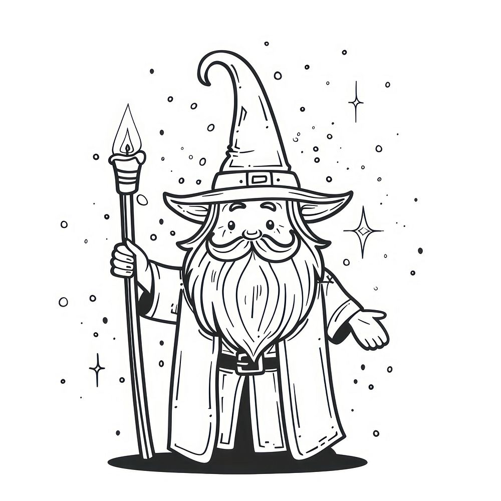 Wizard doodle drawing sketch line. | Free Photo Illustration - rawpixel