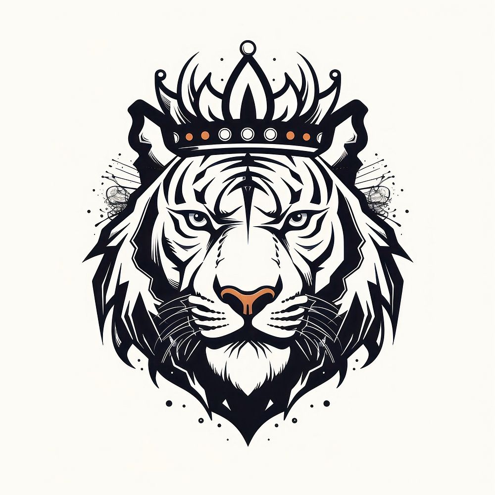 Crown tiger logo illustrated stencil | Free Photo Illustration - rawpixel