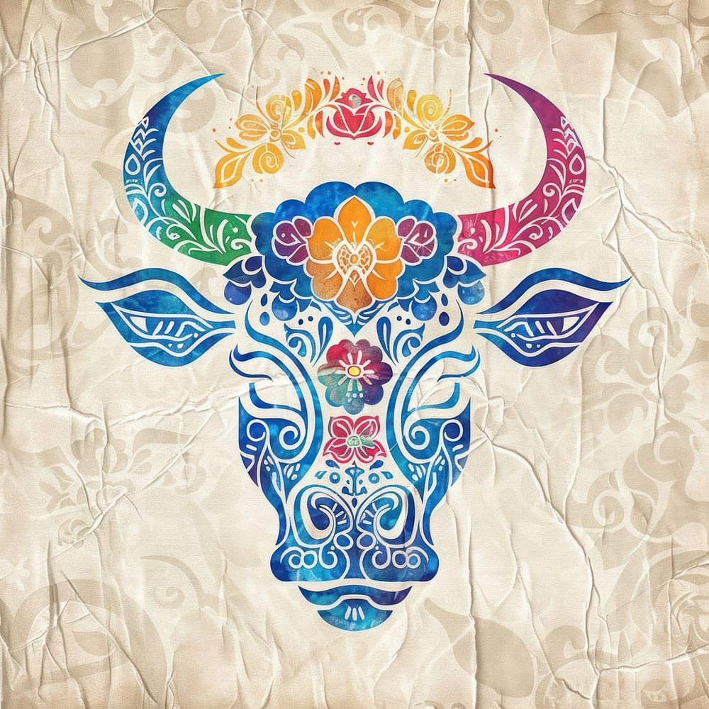 Raging Bull pattern mammal creativity. | Premium Photo Illustration ...