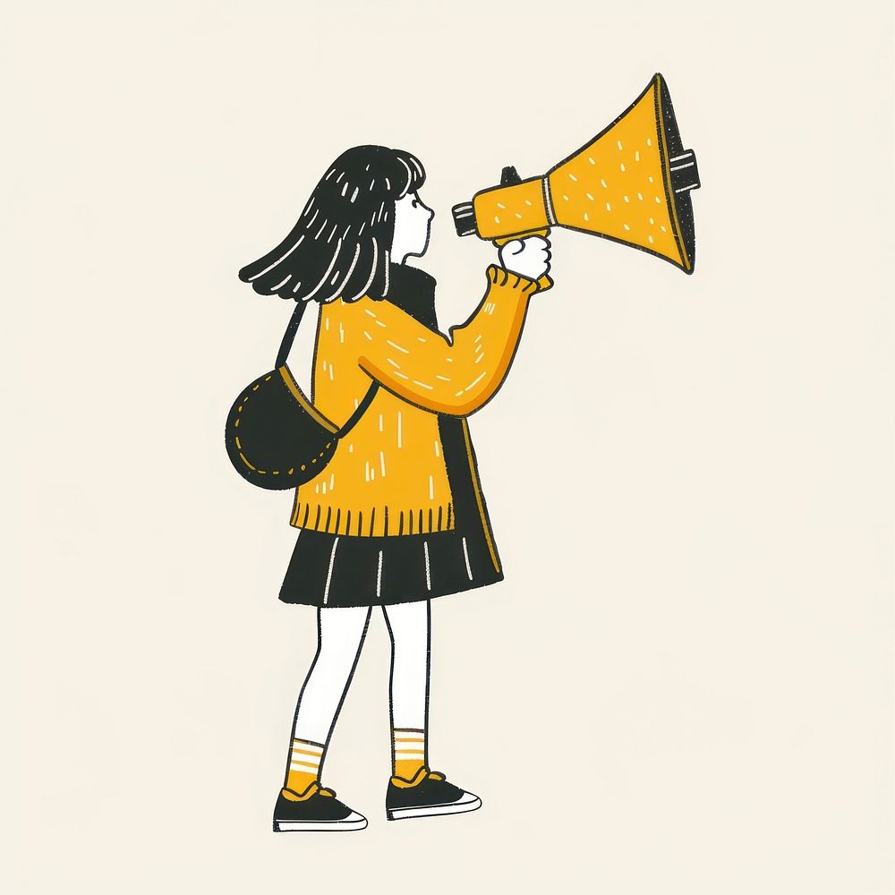 Woman holding megaphone sketch performance | Premium Photo Illustration ...