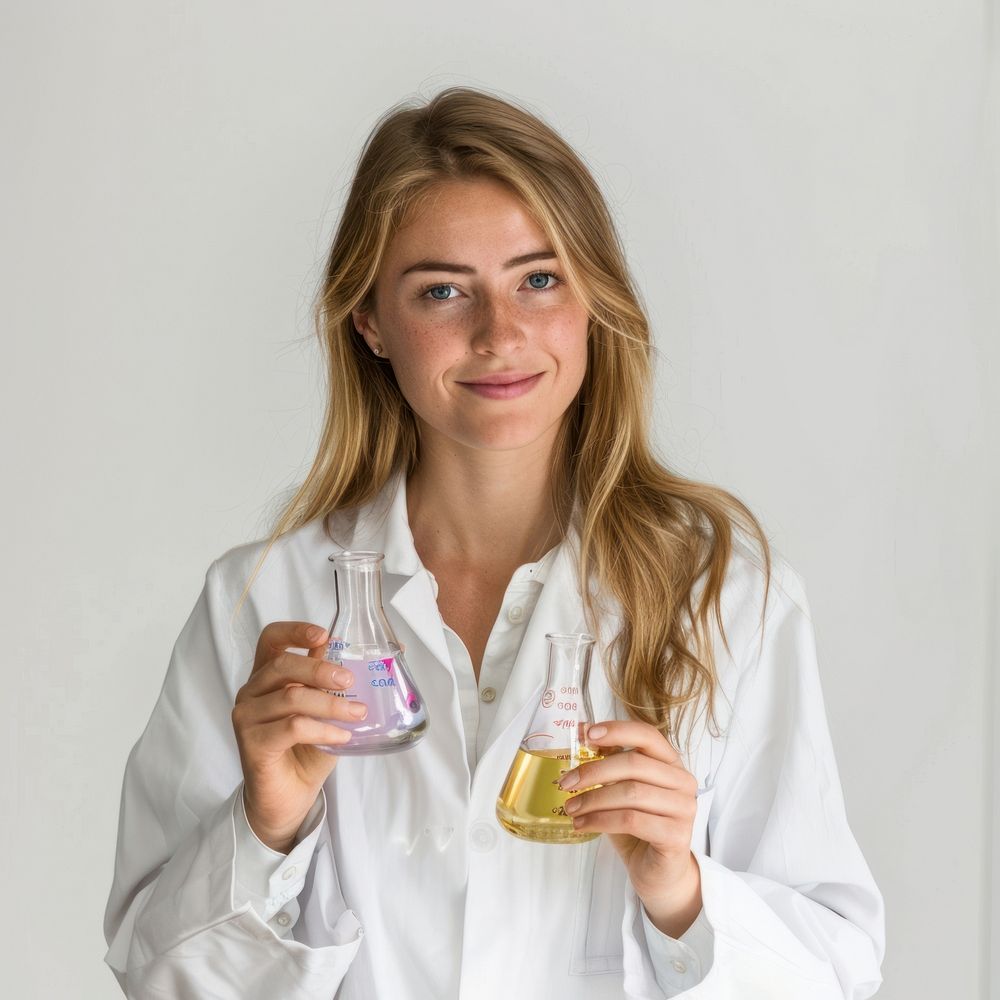 Scientist holding 2 lab cosmetics | Free Photo - rawpixel