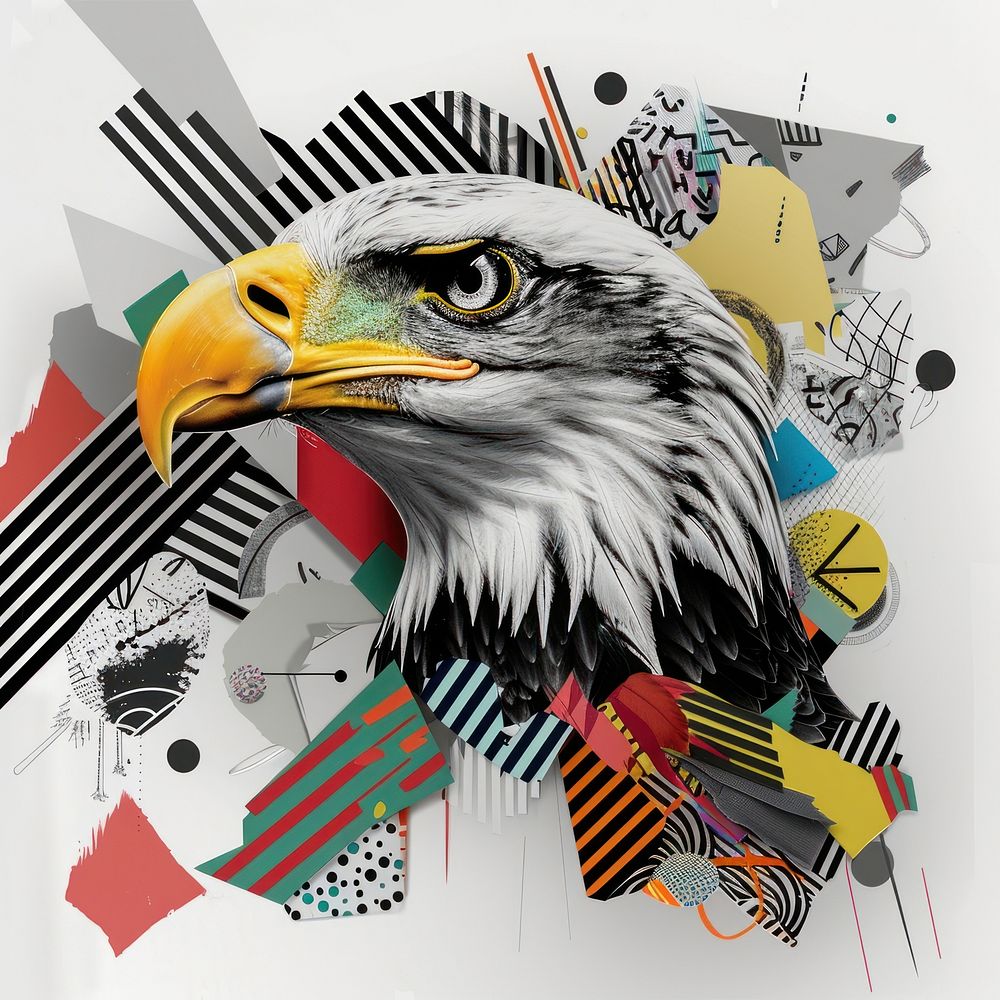 Paper collage eagle painting animal | Free Photo Illustration - rawpixel