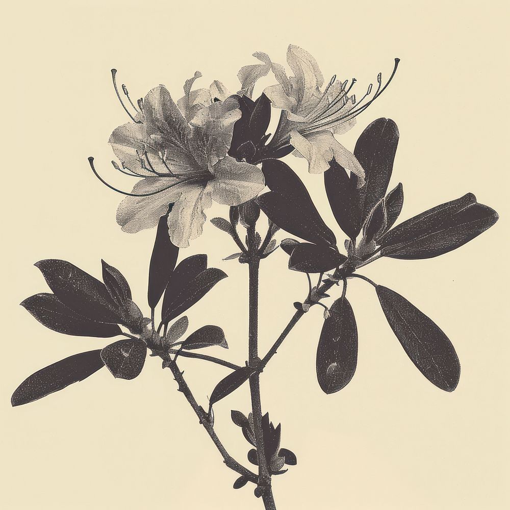 Silkscreen azalea flower plant petal | Free Photo Illustration - rawpixel