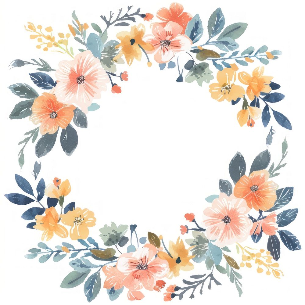 Flower circle border pattern wreath | Free Photo Illustration - rawpixel