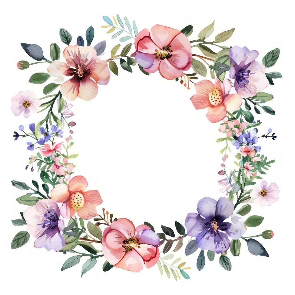 Flower circle border pattern wreath | Premium Photo Illustration - rawpixel