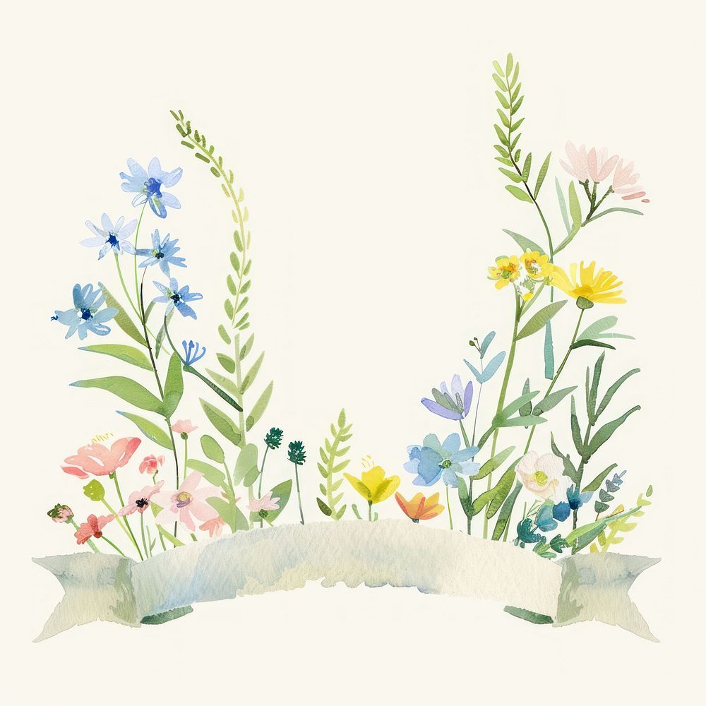 Ribbon wildflower border pattern plant | Premium Photo Illustration ...