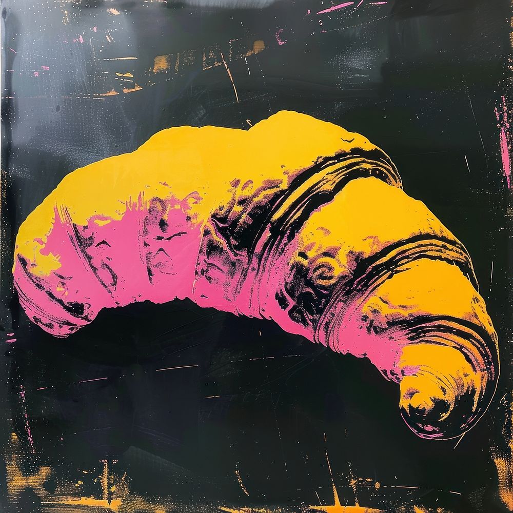 Silkscreen bakery croissant yellow art | Premium Photo Illustration ...