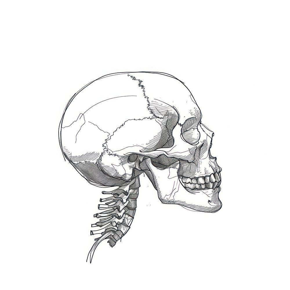 human skull drawing sketch illustrated. | Premium Photo Illustration ...