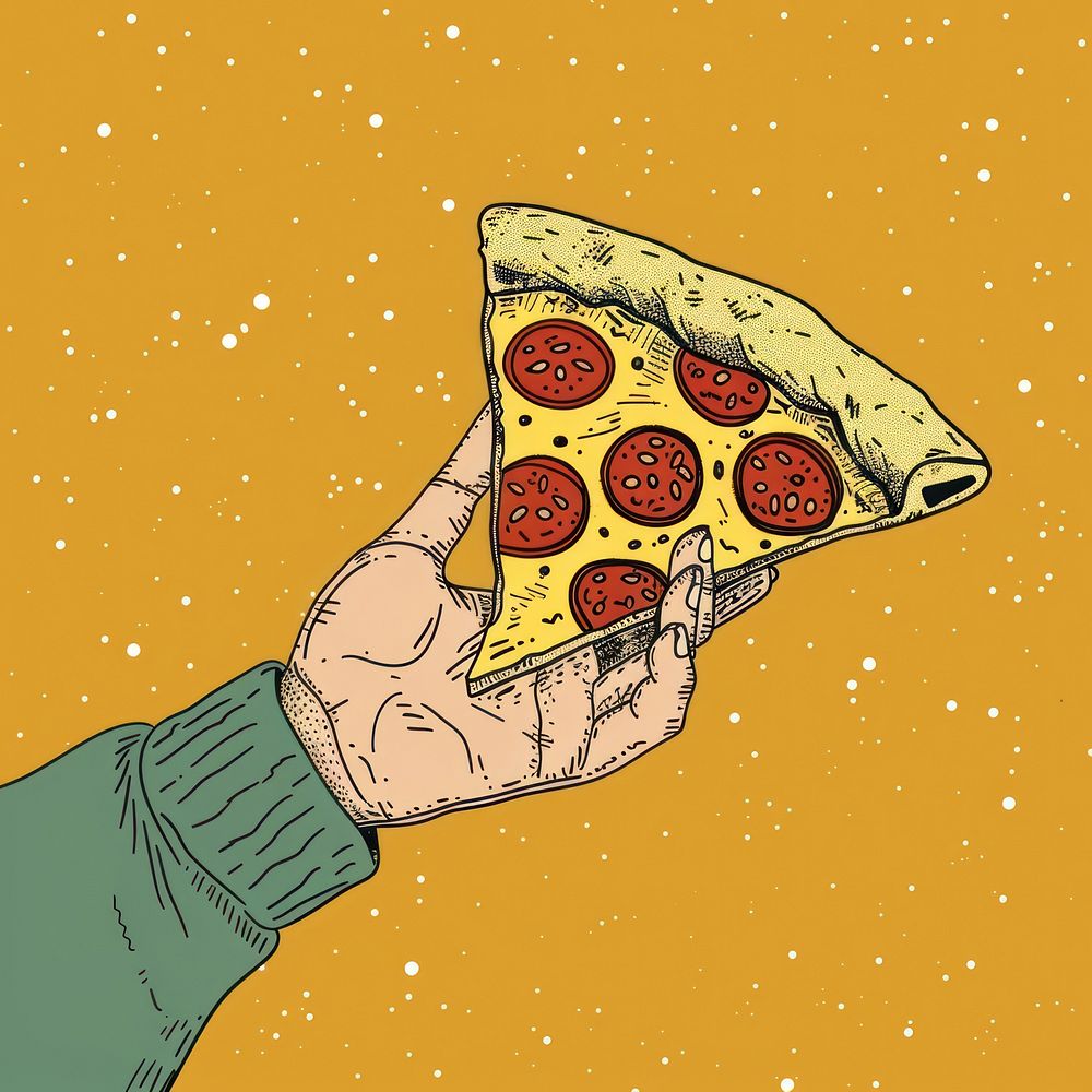 Person holding pizza illustrated drawing | Free Photo Illustration ...