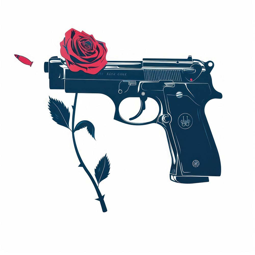 Gun rose bullet weaponry firearm | Free Photo Illustration - rawpixel