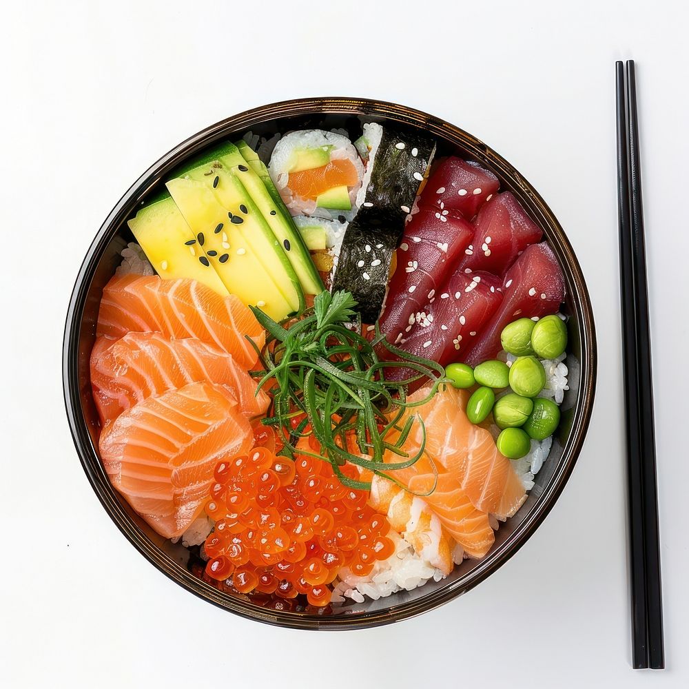 Sushi Poke Bowls chopsticks produce | Free Photo - rawpixel