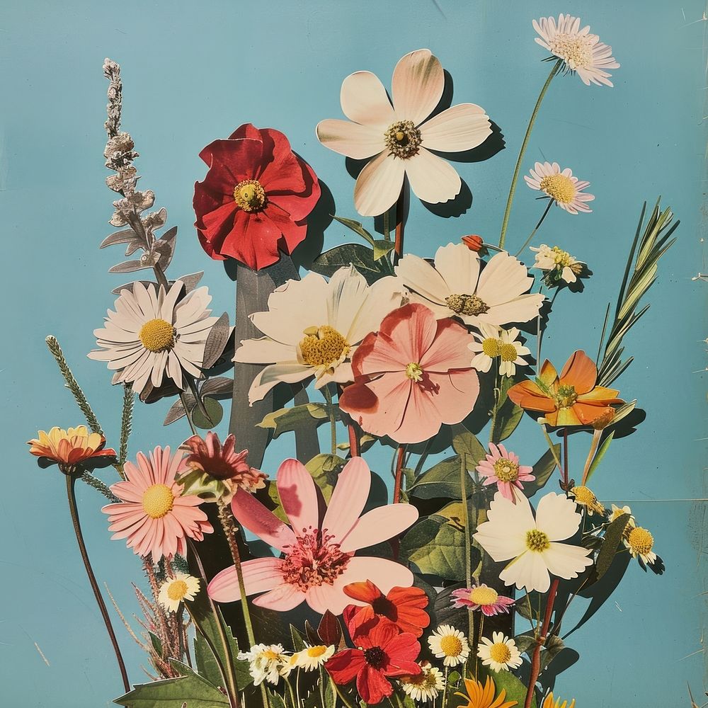 Flower shape collage cutouts asteraceae | Free Photo Illustration ...