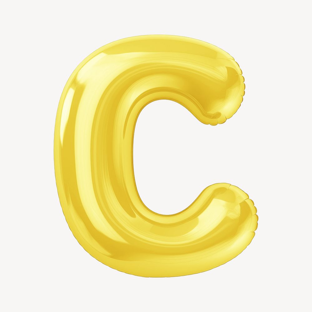 Letter C 3D yellow balloon | Free Photo Illustration - rawpixel
