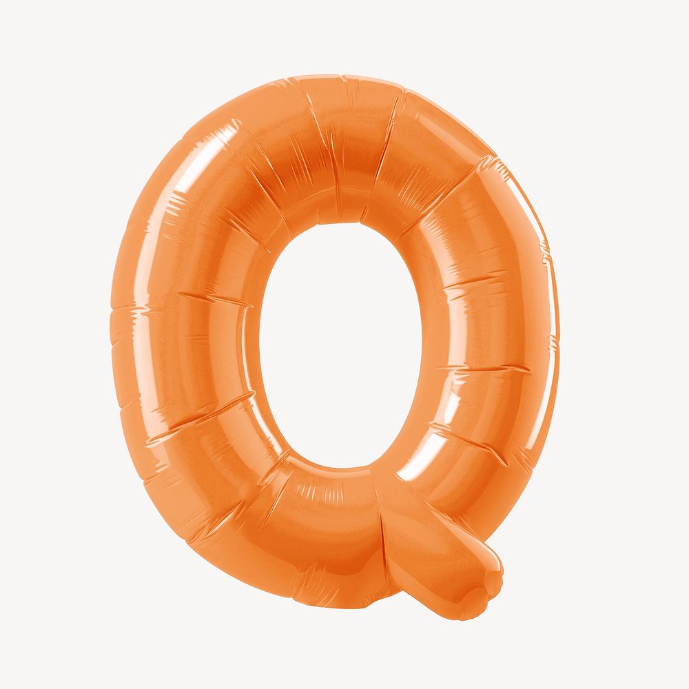 Letter Q 3D orange balloon | Free Photo Illustration - rawpixel