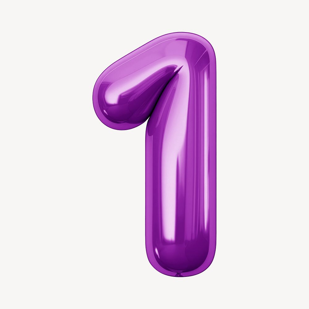 Number 1 purple 3D balloon | Free Photo Illustration - rawpixel