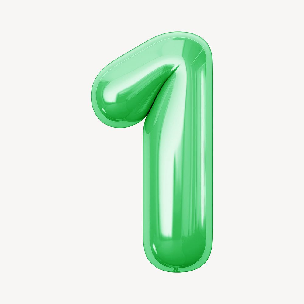 Number one green 3D balloon | Free Photo Illustration - rawpixel