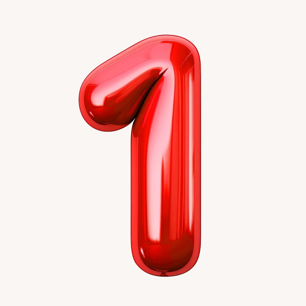 Number one red 3D balloon | Free Photo Illustration - rawpixel