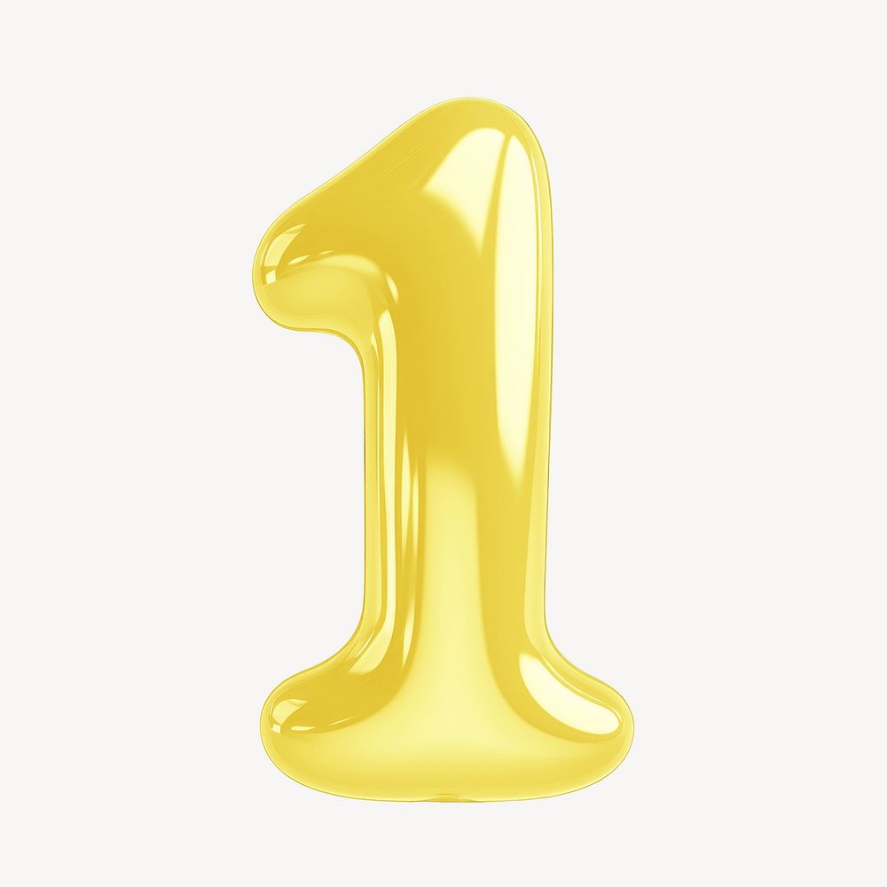 Number one yellow 3D balloon | Free Photo Illustration - rawpixel