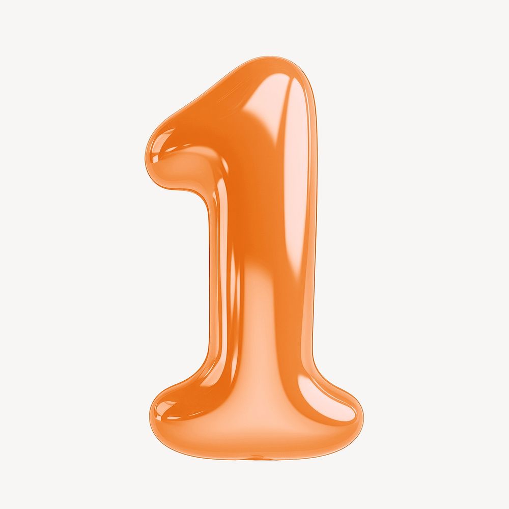 Number 1 orange 3D balloon | Free Photo Illustration - rawpixel