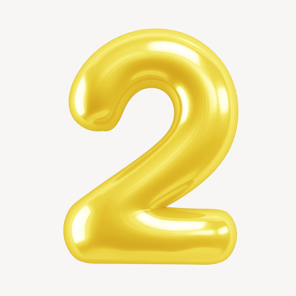 Number 2 yellow 3D balloon | Free Photo Illustration - rawpixel