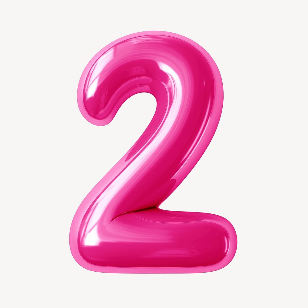 Number two pink 3D balloon | Free Photo Illustration - rawpixel