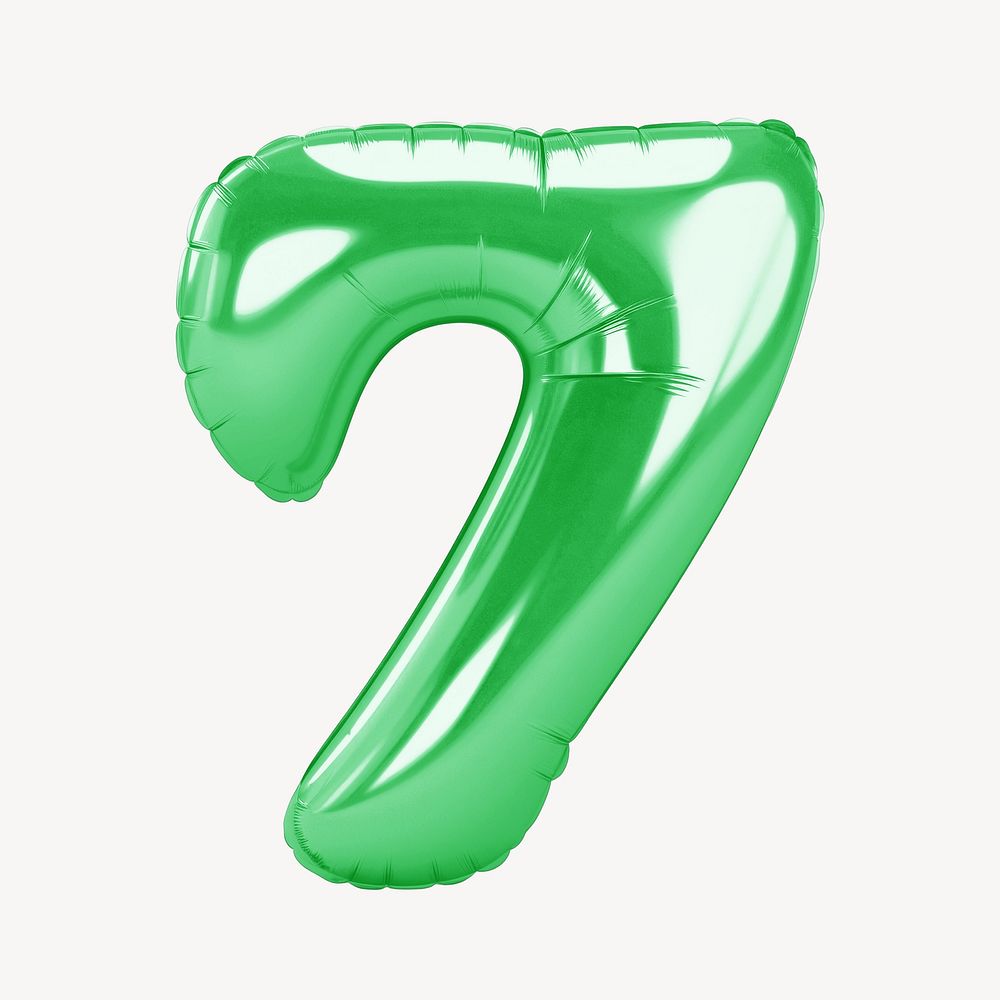 Number 7 green 3D balloon | Free Photo Illustration - rawpixel