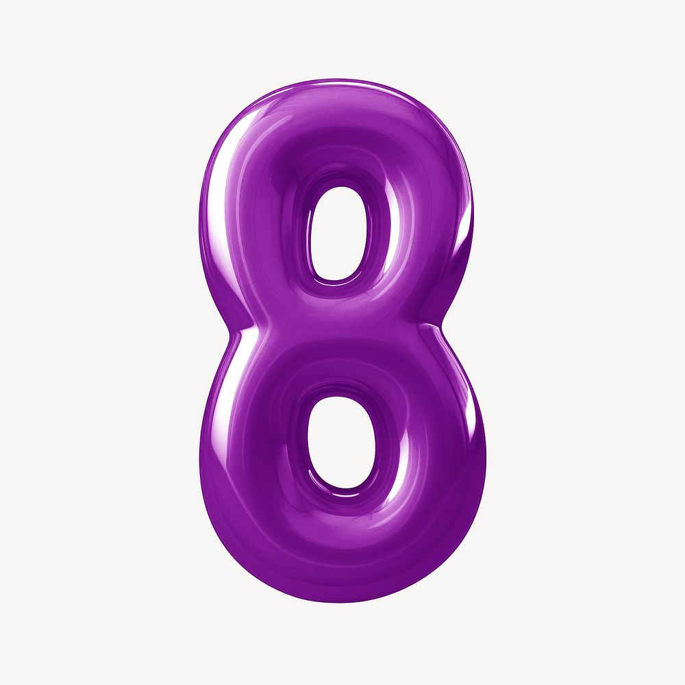 Number 8 purple 3D balloon | Free Photo Illustration - rawpixel