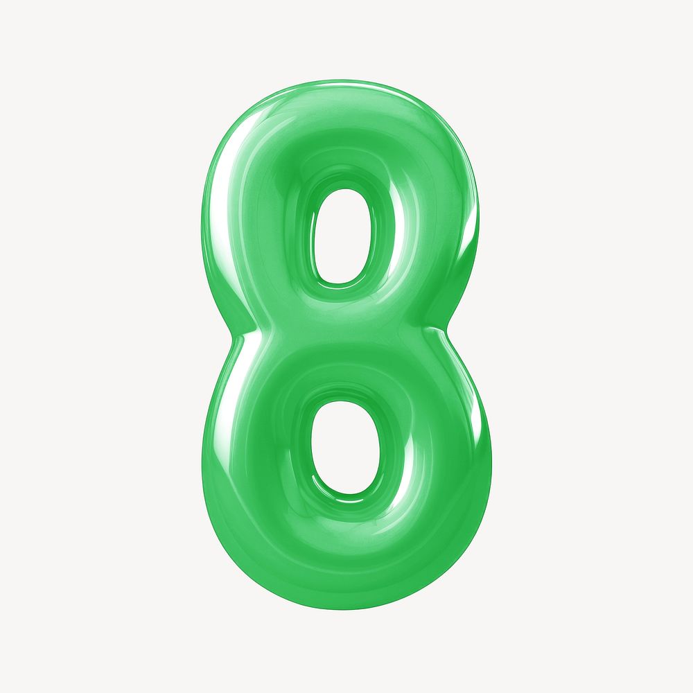 Number eight green 3D balloon | Free Photo Illustration - rawpixel