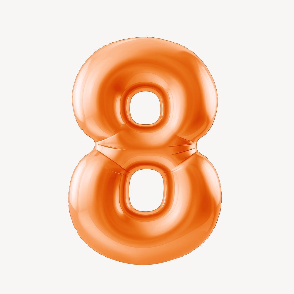 Number 8 orange 3D balloon | Free Photo Illustration - rawpixel