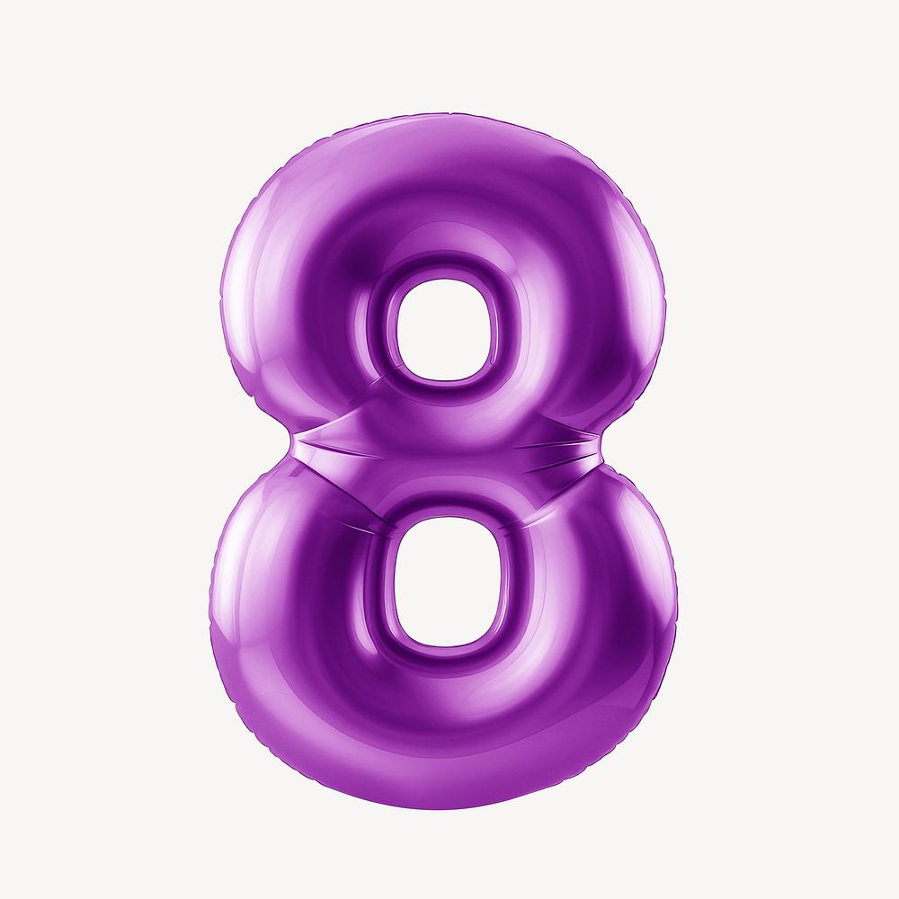 Number eight purple 3D balloon | Free Photo Illustration - rawpixel