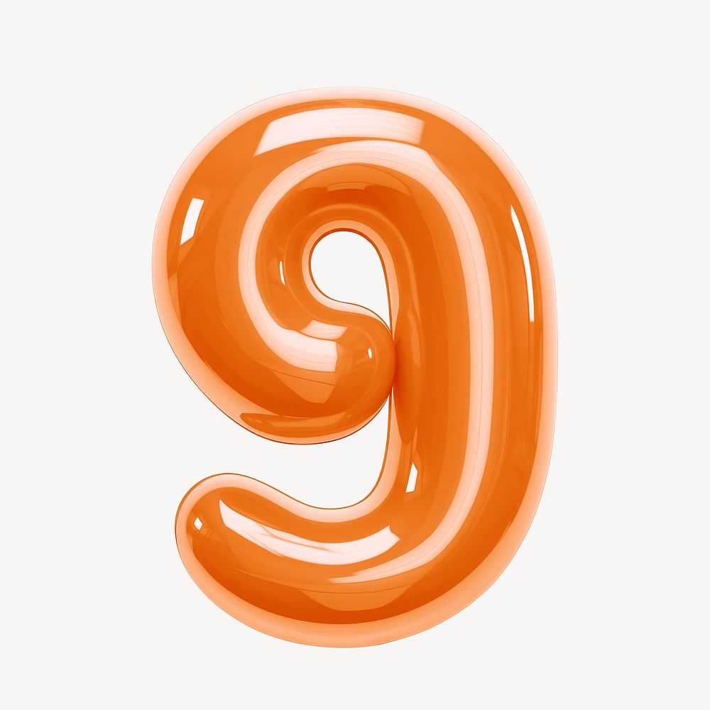 Number nine orange 3D balloon | Free Photo Illustration - rawpixel