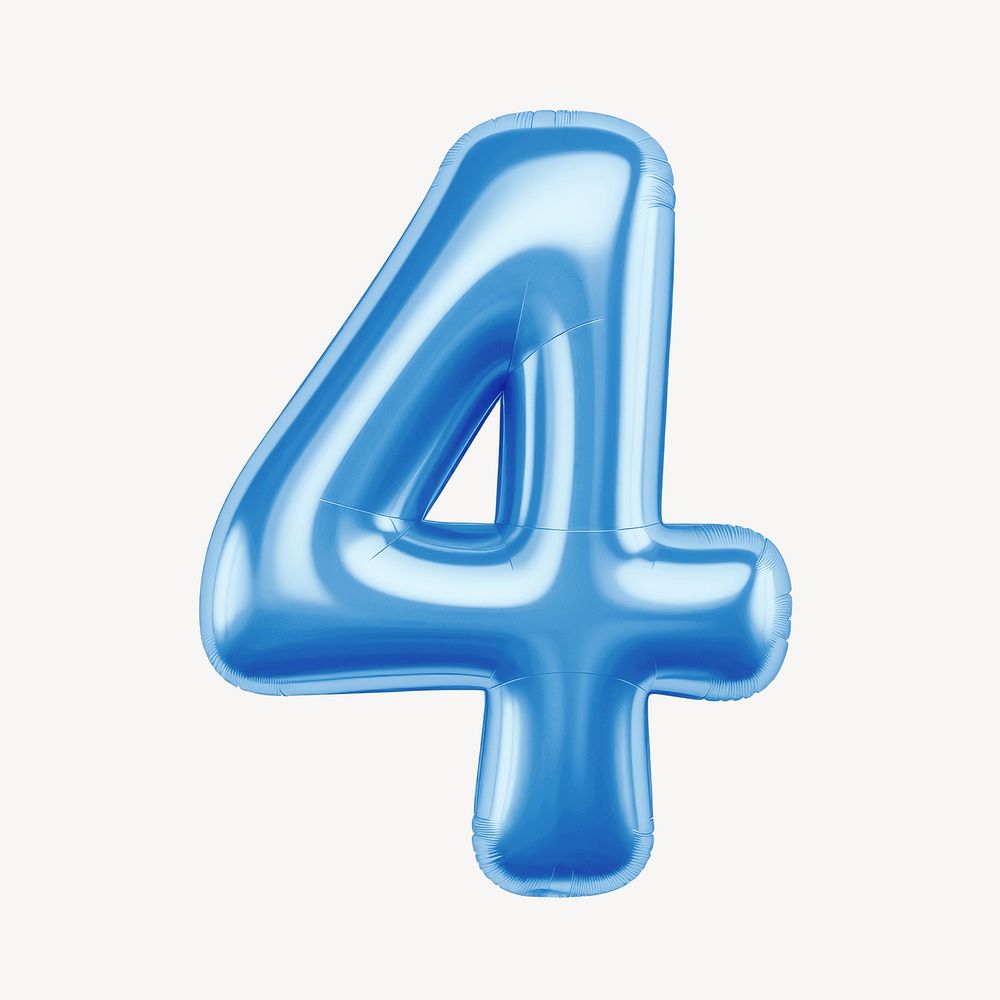 Number 4 blue 3D balloon | Free Photo Illustration - rawpixel