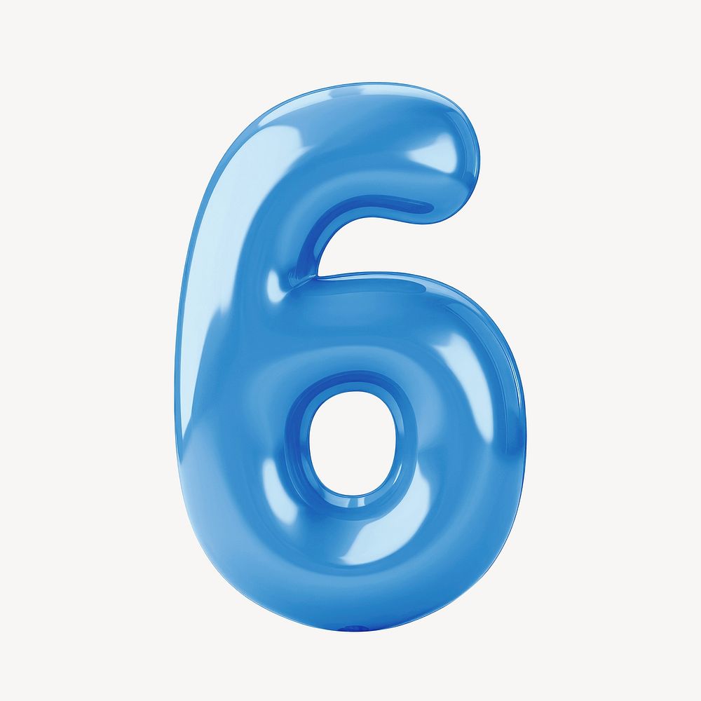 Number 6 blue 3D balloon | Free Photo Illustration - rawpixel