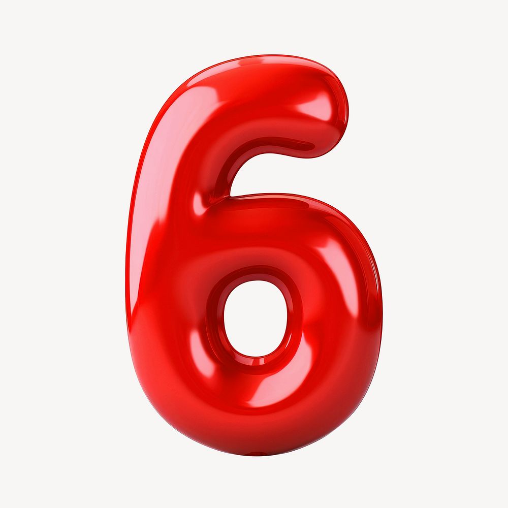 Number 6 red 3D balloon | Free Photo Illustration - rawpixel