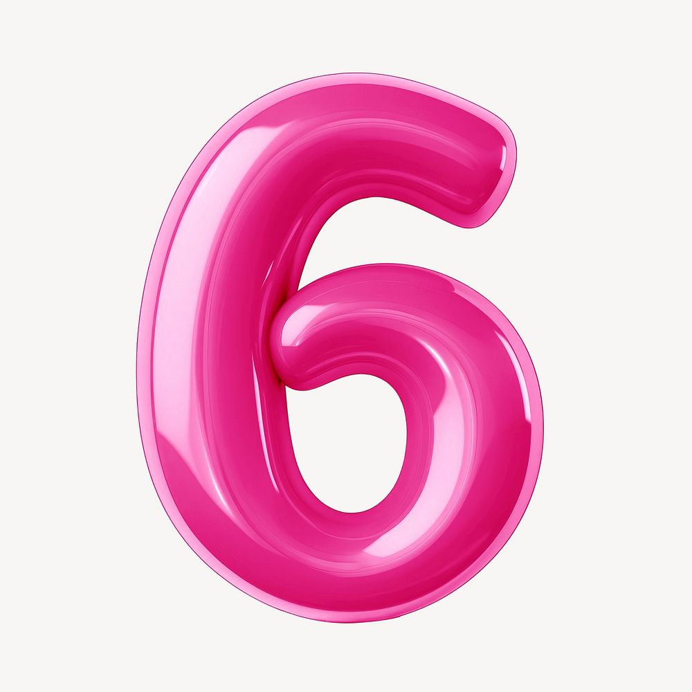 Number six pink 3D balloon | Free Photo Illustration - rawpixel