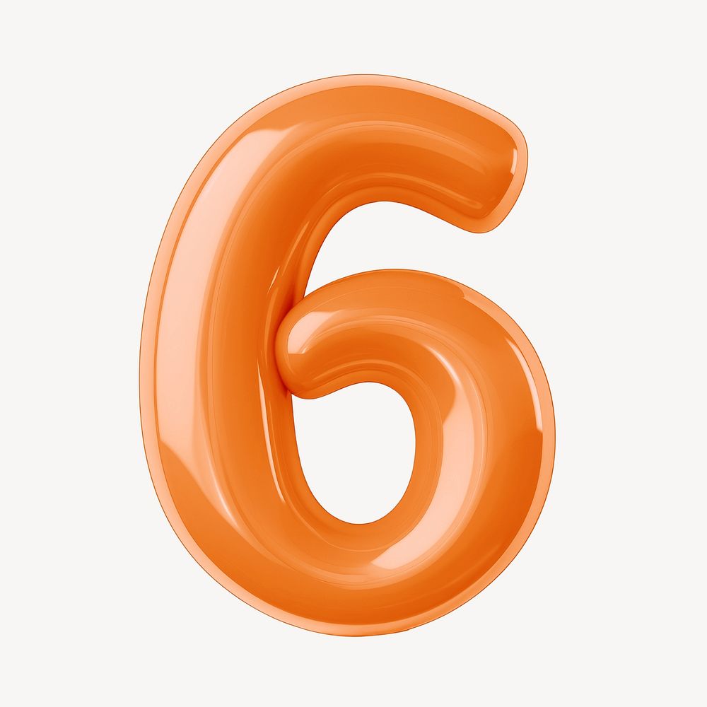 Number six orange 3D balloon | Free Photo Illustration - rawpixel