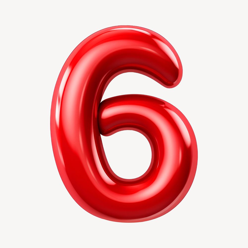Number 6 red 3D balloon | Free Photo Illustration - rawpixel