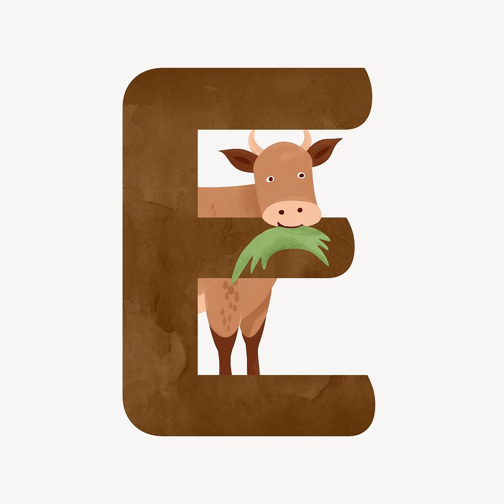 Letter E cute animal character | Free Photo Illustration - rawpixel