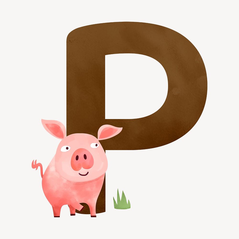 Letter P cute animal character | Free Photo Illustration - rawpixel