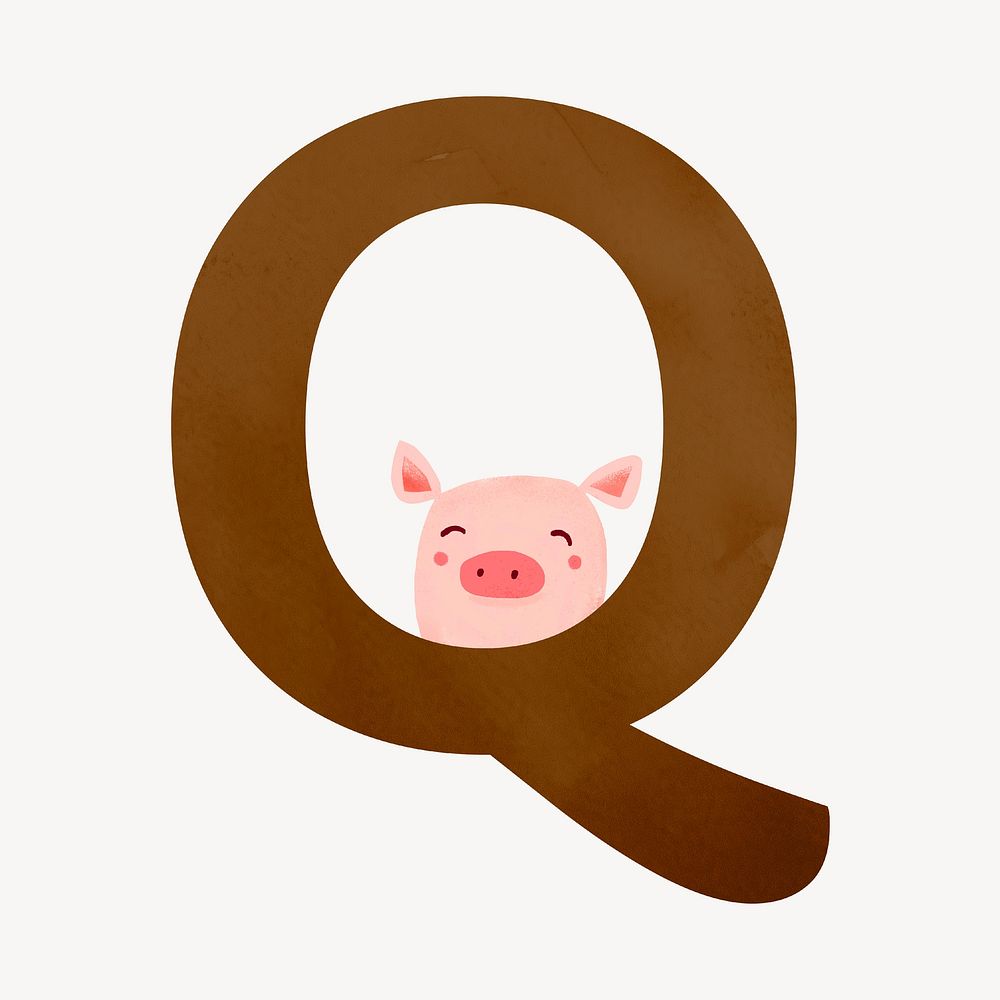 Letter Q cute animal character | Free Photo Illustration - rawpixel